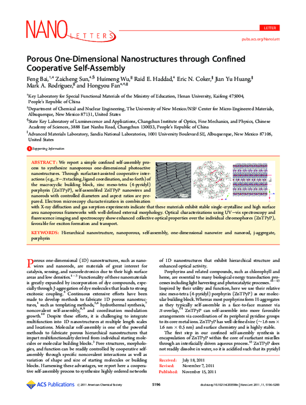 (PDF) Porous One-Dimensional Nanostructures through Confined ...