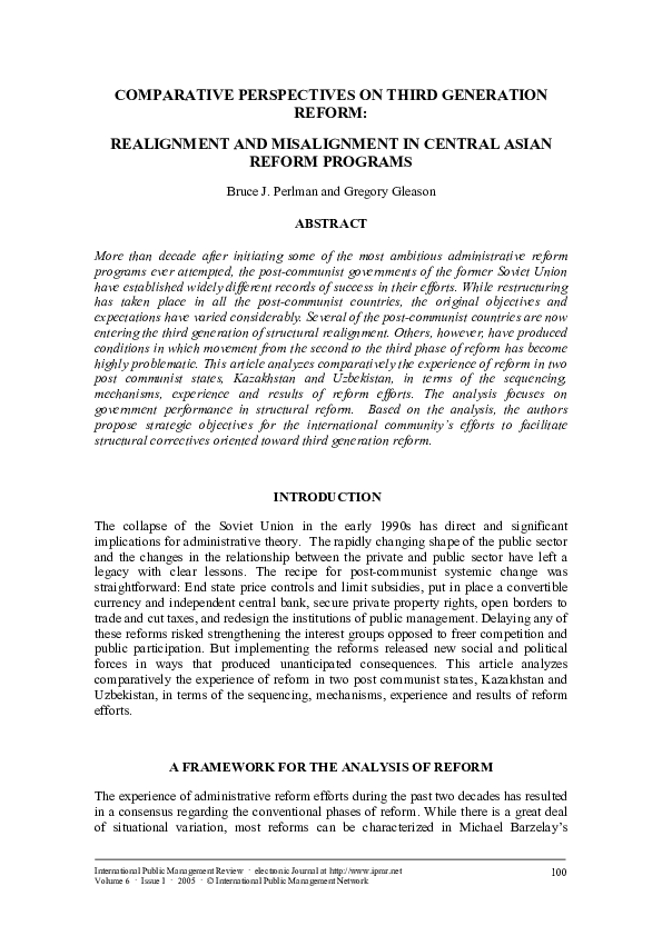(PDF) 2005): Comparative Perspectives on Third-Generation Reform: Realignment and Misalignment