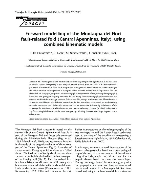 (PDF) Forward modelling of the Montagna dei Fiori fault-related fold (Central Apennines, Italy ...