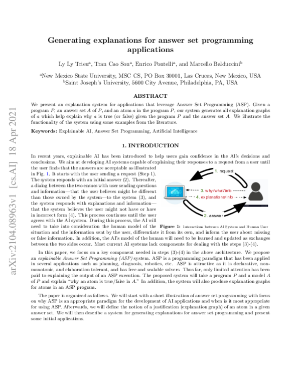 (PDF) Generating explanations for answer set programming applications