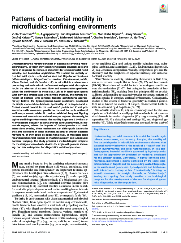 (PDF) Patterns of bacterial motility in microfluidics-confining ...