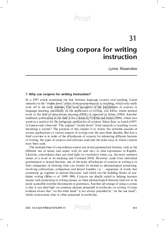 (PDF) Using Corpora for Writing Instruction 2022 | Lynne Flowerdew - Academia.edu