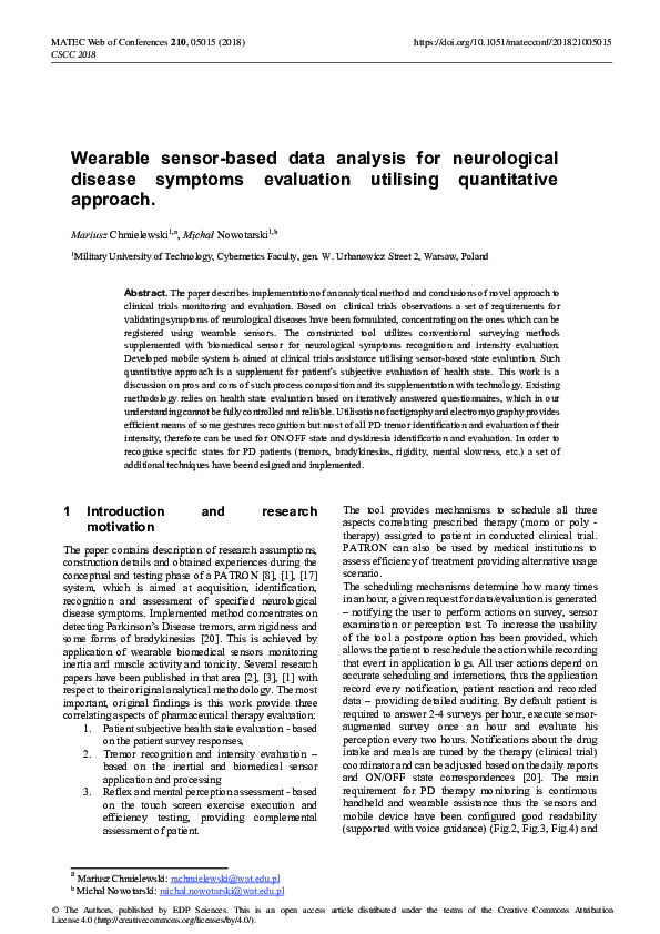 (PDF) Wearable sensor-based data analysis for neurological disease ...