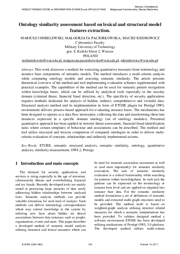 (PDF) Ontology Similarity Assessment Based on Lexical and Structural Model Features Extraction