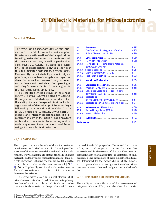 (PDF) Dielectric Materials for Microelectronics