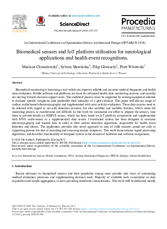 (PDF) Biomedical sensors and IoT platform utilisation for neurological applications and health ...