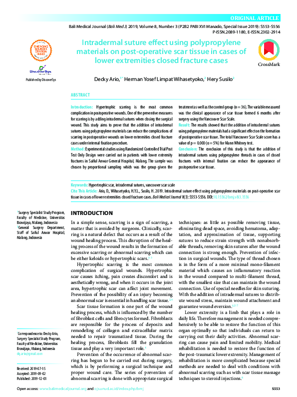(PDF) Intradermal suture effect using polypropylene materials on post ...