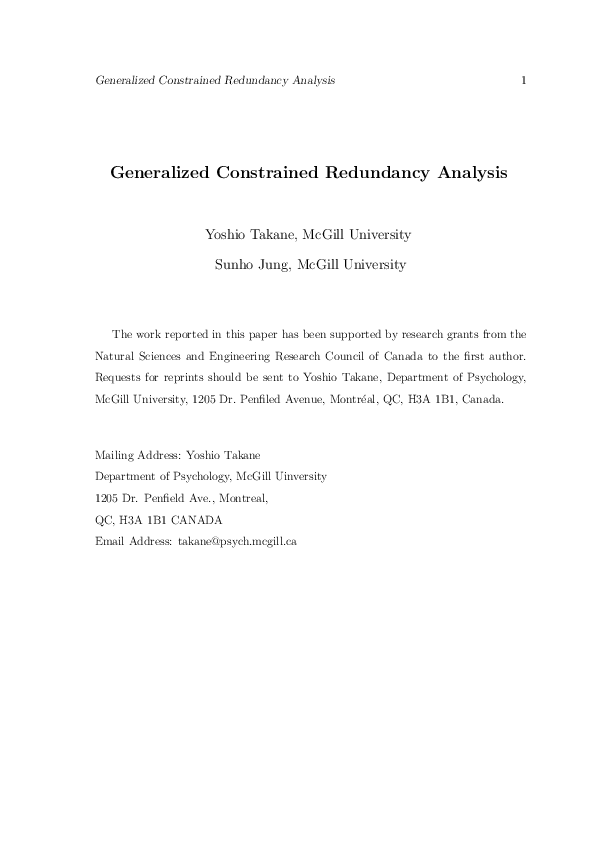 (PDF) Generalized Constrained Redundancy Analysis