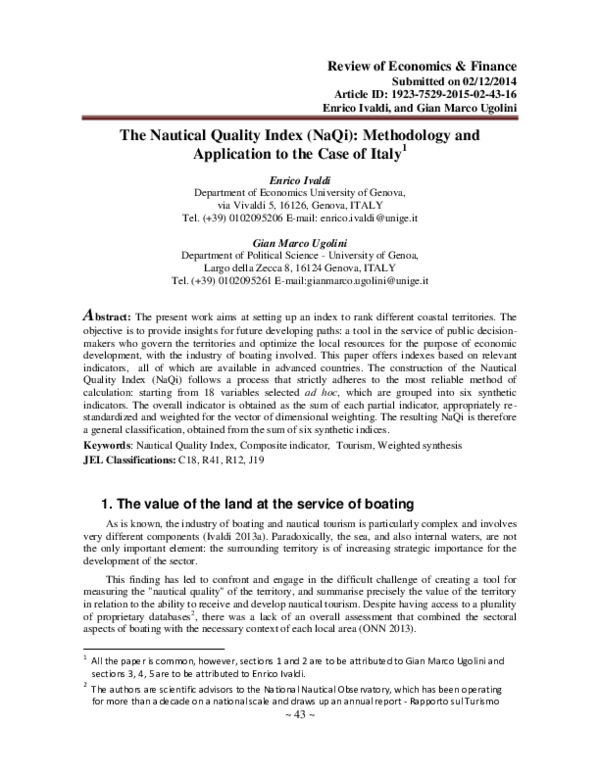 (PDF) The Nautical Quality Index (NaQi): Metodology and Application to ...