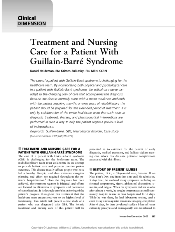(PDF) Treatment and Nursing Care for a Patient With Guillain-Barr?? Syndrome