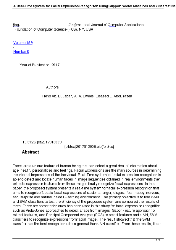 (PDF) A Real-Time System for Facial Expression Recognition using Support Vector Machines and k ...