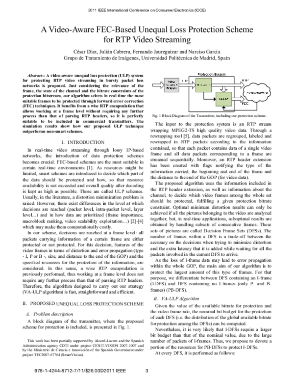 (PDF) A video-aware FEC-based unequal loss protection system for video ...