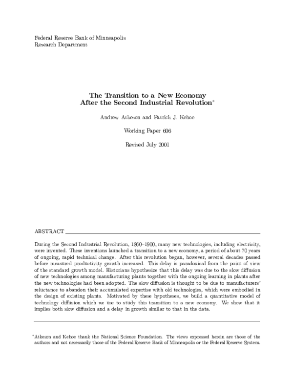 (PDF) The Transition to a New Economy After the Second Industrial ...