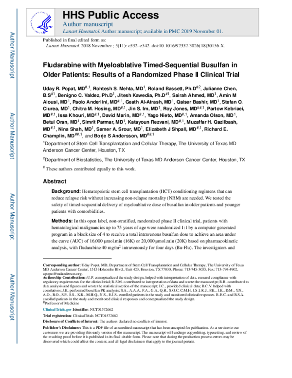 (PDF) Fludarabine with a higher versus lower dose of myeloablative ...