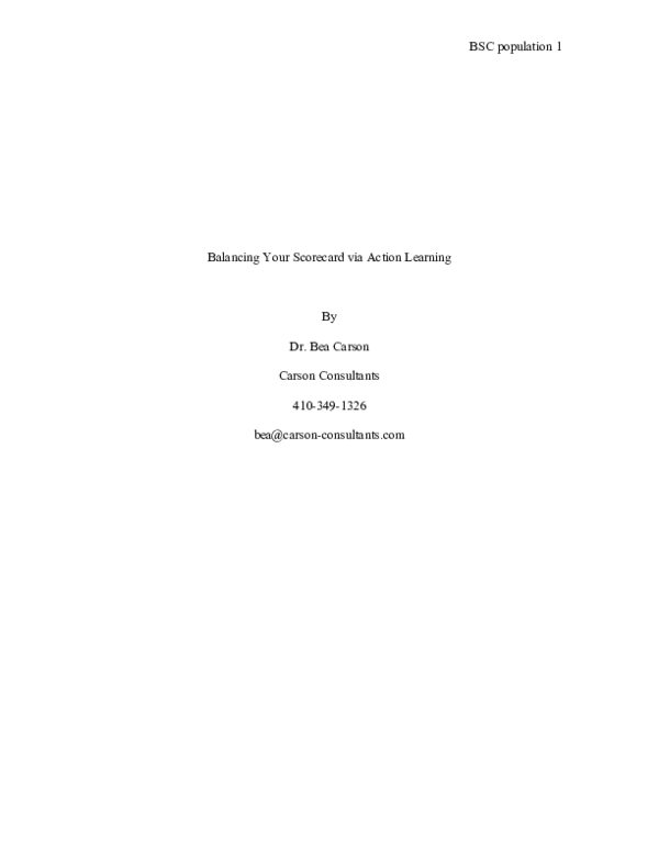 (PDF) BSC population 1 Balancing Your Scorecard via Action Learning By ...