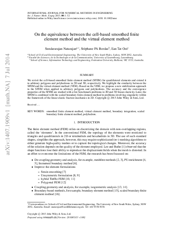 Pdf The Smoothed Extended Finite Element Method