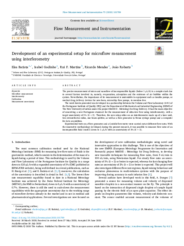 Pdf Development Of An Experimental Setup For Micro Flow Measurement Using The Front Tracking