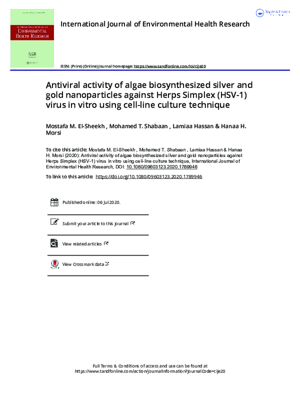 (PDF) Antiviral activity of algae biosynthesized silver and gold nanoparticles against Herps ...
