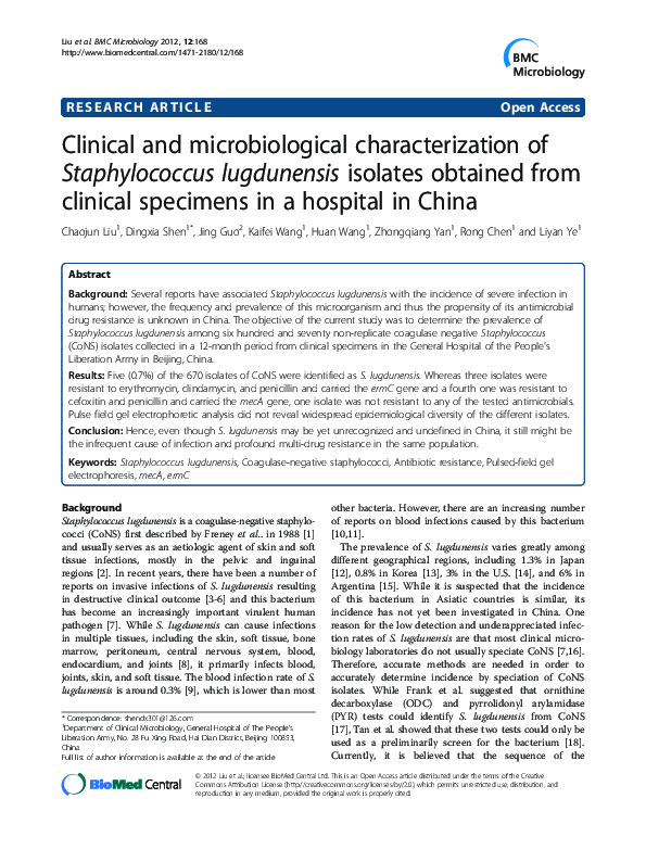 (PDF) Clinical and microbiological characterization of Staphylococcus ...