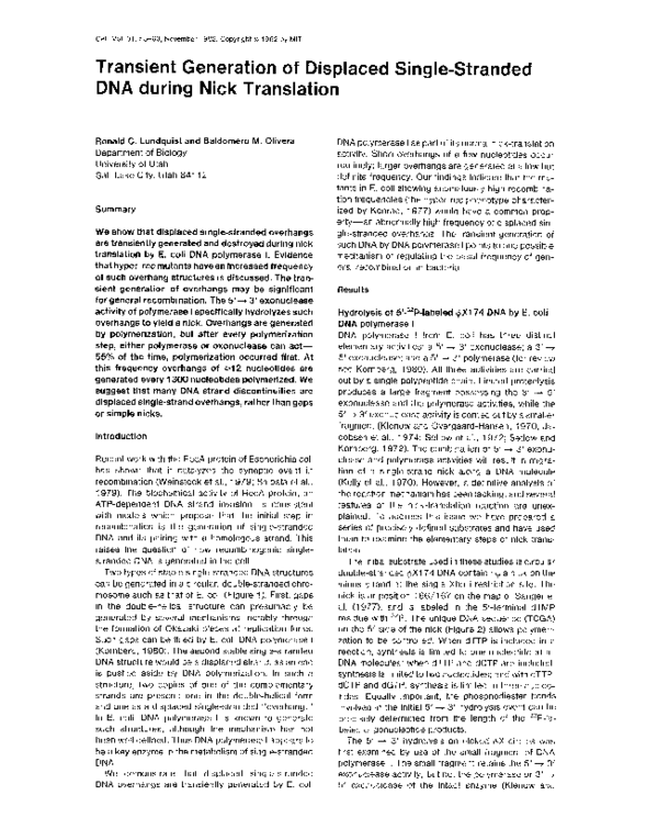(PDF) Transient generation of displaced single-stranded DNA during nick ...
