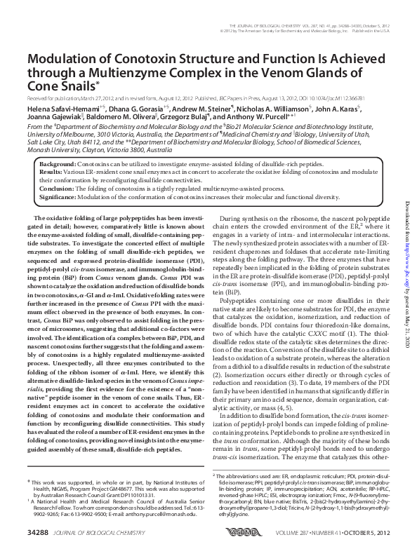 (PDF) Modulation of Conotoxin Structure and Function Is Achieved ...