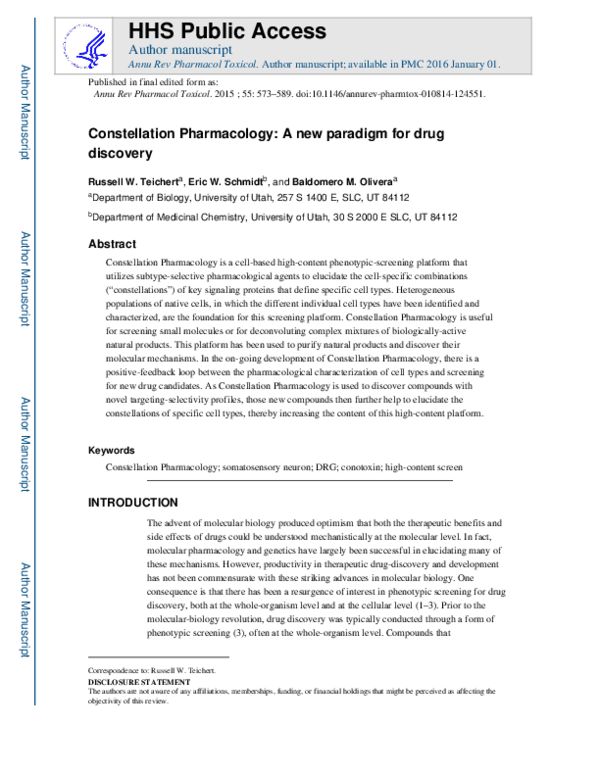 (PDF) Constellation Pharmacology: A New Paradigm for Drug Discovery
