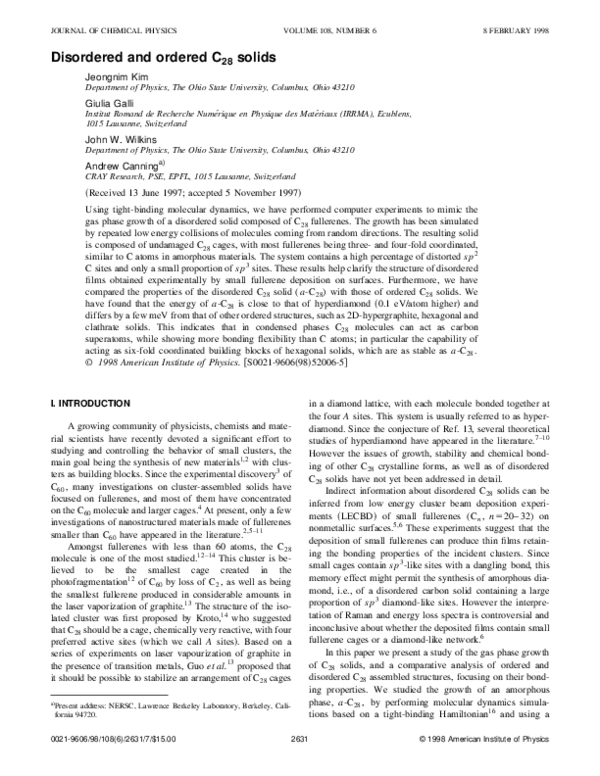 (PDF) Disordered and ordered C28 solids