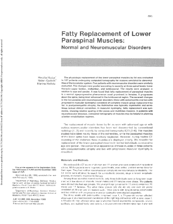 (PDF) Fatty replacement of lower paraspinal muscles: normal and ...