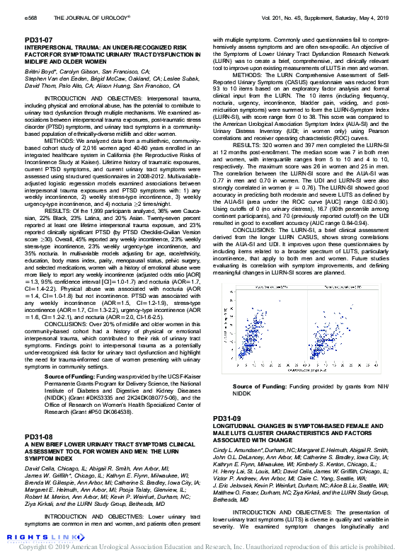 (PDF) PD31-08 A New Brief Lower Urinary Tract Symptoms Clinical Assessment Tool for Women and ...