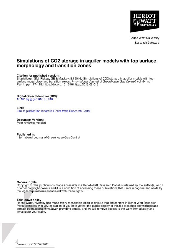 (PDF) Simulations of CO 2 storage in aquifer models with top surface ...
