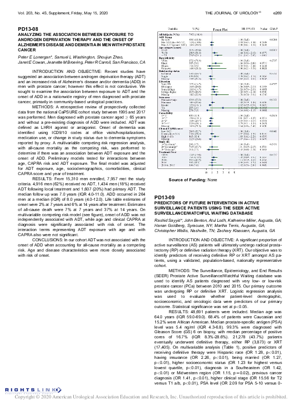 (PDF) PD13-09 PREDICTORS of Future Intervention in Active Surveillance Patients Using the Seer ...