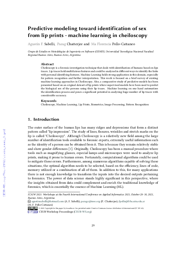 Pdf Predictive Modeling Toward Identification Of Sex From Lip Prints