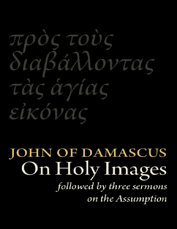 (PDF) St John Damascene on Holy Image - Saint John of Damascus