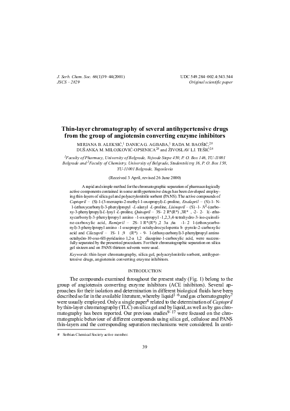 (PDF) Thin-layer chromatography of several antihypertensive drugs from ...