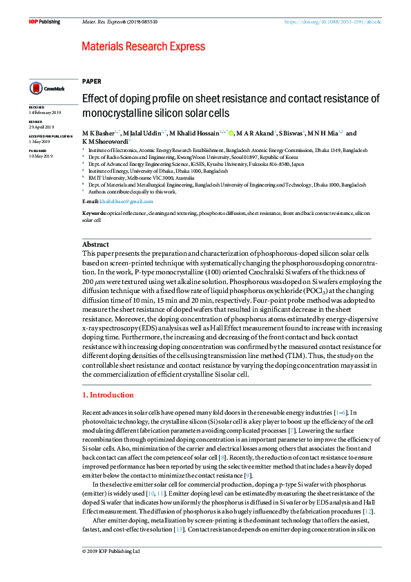 (PDF) Effect of doping profile on sheet resistance and contact ...