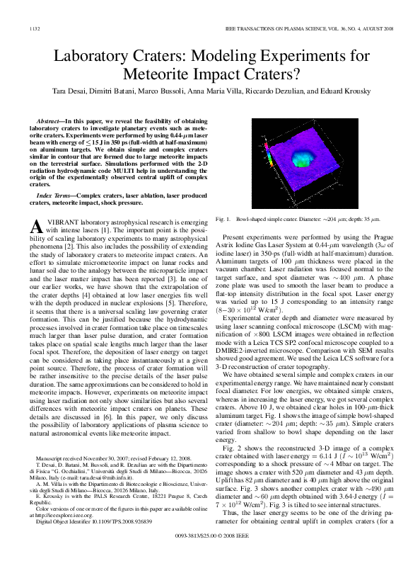 (PDF) Laboratory Craters: Modeling Experiments for Meteorite Impact ...