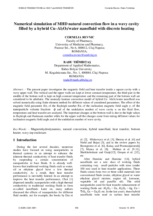 Pdf Numerical Simulation Of Mhd Natural Convection Flow In A Wavy