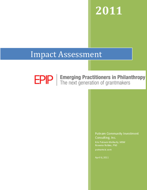 (PDF) Impact Assessment: Emerging Practitioners in Philanthropy