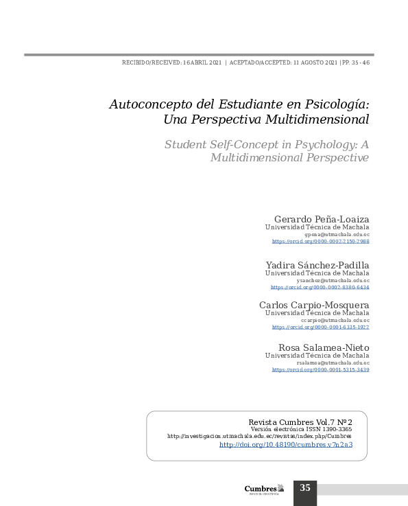 (PDF) Autoconcepto Del Estudiante En Psicología: Una Perspectiva ...