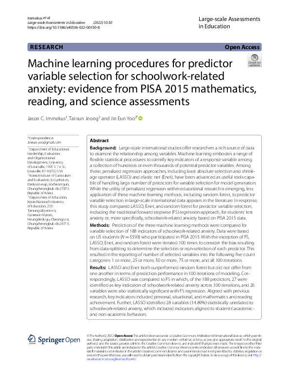 (PDF) Machine learning procedures for predictor variable selection for ...