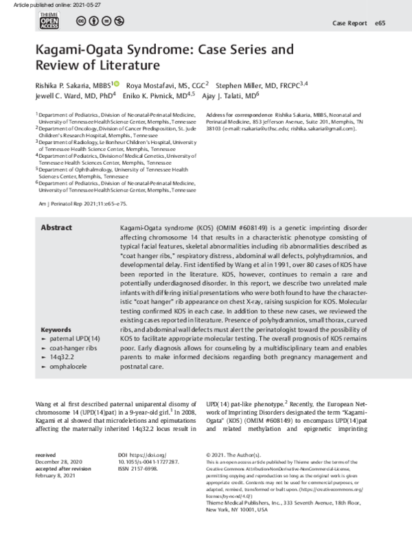(PDF) Kagami-Ogata Syndrome: Case Series and Review of Literature