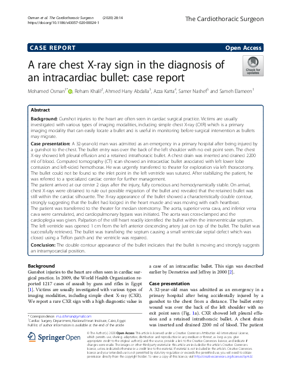 (PDF) A rare chest X-ray sign in the diagnosis of an intracardiac ...