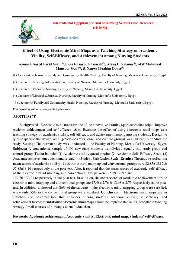 (PDF) Effect of Using Electronic Mind Maps as a Teaching Strategy on ...