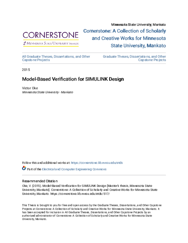 Pdf Model Based Verification For Simulink Design