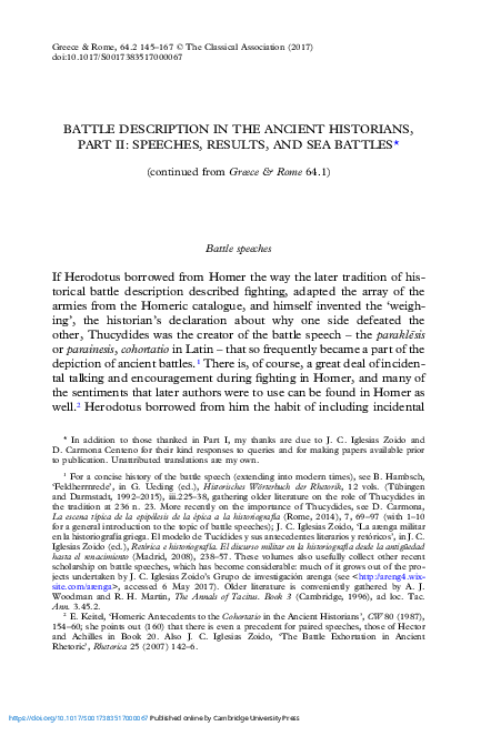 (PDF) "Battle Description in the Ancient Historians, Part II: Speeches ...