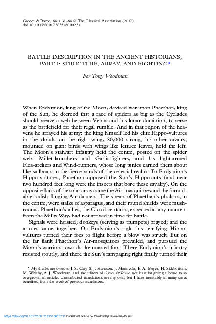 (PDF) "Battle Description in the Ancient Historians, Part I: Structure ...