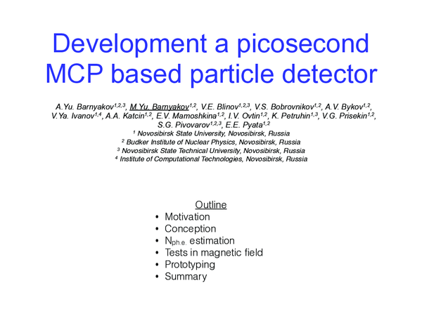 Pdf Development Of A Picosecond Mcp Based Particle Detector