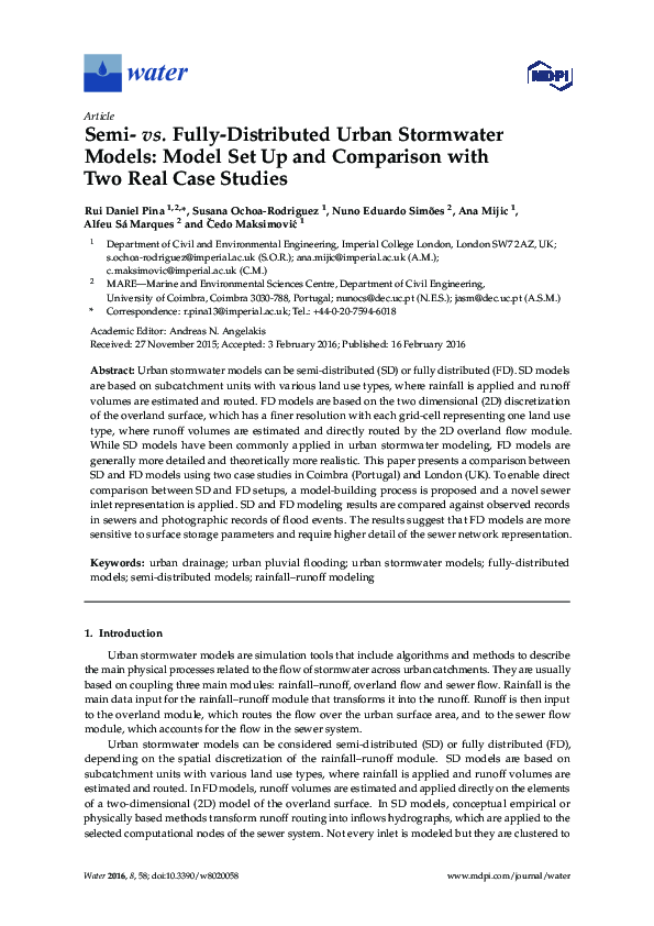 (PDF) Semi- vs. Fully-Distributed Urban Stormwater Models: Model Set Up ...