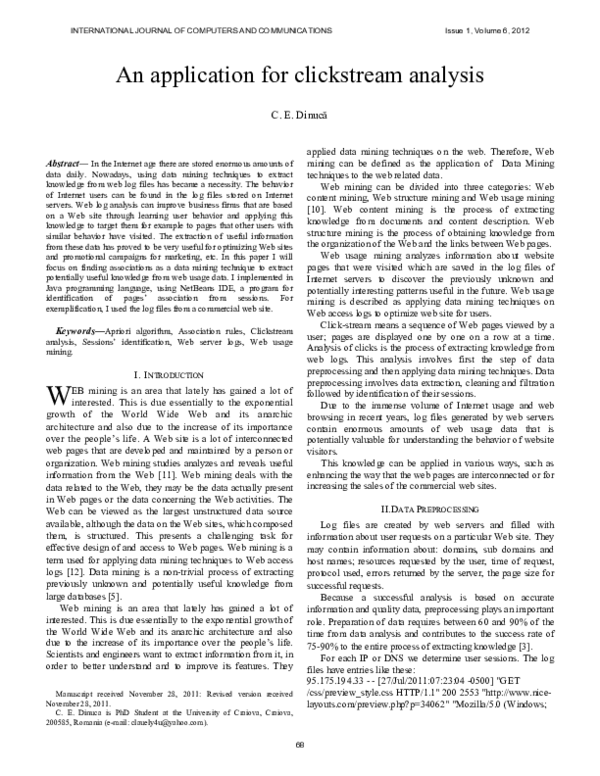 Pdf An Application For Clickstream Analysis