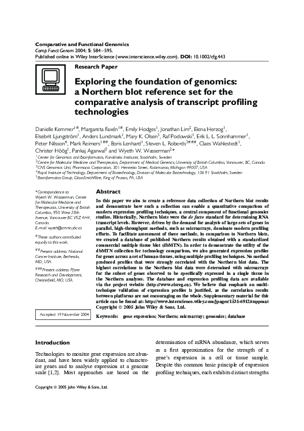 (PDF) Northern Blot Reference Set for Transcript Profiling Comparison (PDF) Northern Blot Reference Set for Transcript Profiling Comparison